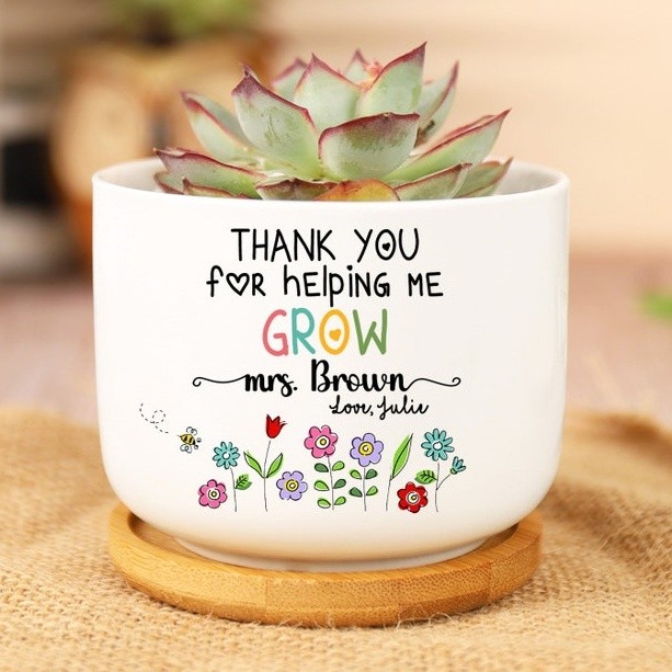 Personalized Teacher Appreciation Gift Thank You Plant Pot Lovegrowhere